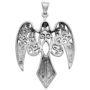Dryad Design Large Morrigan Raven Pendant - Sterling Silver Celtic Goddess Wiccan Gift Pagan Jewelry