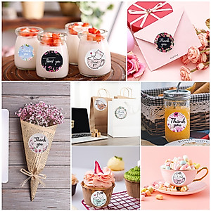 1000 Pieces Thank You Stickers, Round Seal Label Stickers for Greeting Cards Gift Envelopes Boxes Party Decoration Handmade (1'' and 2 Rolls)