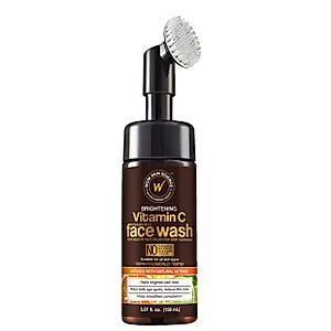 WOW Skin Science Vitamin C Face Wash w/Face Brush - Foaming Facial Cleanser - Facial Skin Care Products - Acne Face Wash for Women - Exfoliating Face Wash Men's Scrub - All Skin Types (150ml)