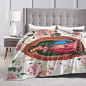 Virgin Mary Our Lady of Guadalupe Virgen De Guadalupe Blankets Flannel Fleece Blanket Soft Lightweight Plush Christmas Throw Blankets for Women Men Kid Warm Cozy 50"x40" Microfiber Blankets for Bed