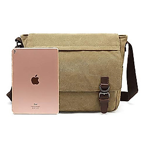 Sechunk Canvas Leather Messenger Bag Shoulder bag Cross body bag Crossbody 13 Inch Laptop Bag