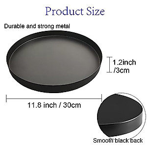 Black Round Metal Candle Holder Tray, Decorative Serving Tray for Modern Farmhouse Home Decorations (11.8")
