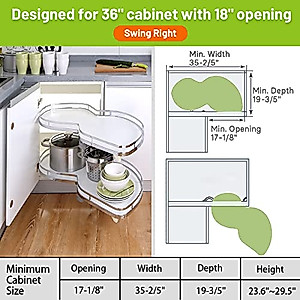Lvmol Blind Corner Pull Out Cabinet Organizer, Kitchen Cabinet Swing Tray - Soft Close (Swing Right)