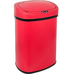Vnewone Kitchen Trash Can Garbage 13 Gallon Waste Bin for Home Office Bedroom Stainless Steel Automatic Touch Free High-Capacity, 50 Liter (Red)