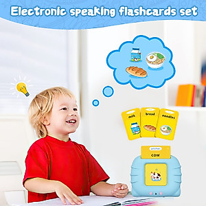 Talking Flash Cards Learning Toys for 2 3 4 5 Year Old Kids Toddler Flash Cards, Educational Toddlers Toys Reading Machine with 224 Words, Preschool Montessori Toys and Birthday Gift for Kids (Blue)