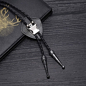 QQA Western Cowboy Bolo Tie for Men Vintage Eagle Shield Star Pattern Necklace Bolo Tie for Men Women