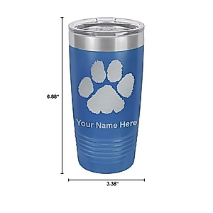 LaserGram 20oz Vacuum Insulated Tumbler Mug, Paw Print, Personalized Engraving Included (Dark Blue)