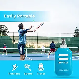 FITLY Soft Flask - 8.5 oz (250 ml) - Shrink As You Drink Soft Water Bottle for Hydration Pack - Folding Water Bottle Ideal for Running, Hiking, Cycling, Climbing & Rigorous Activity (FLASK250)