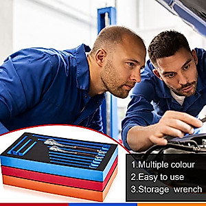 3 Pcs Foam Wrench Organizer Ratcheting Tool Tray Wrench Tool Box Organizer for Combination Storage, 3 Colors