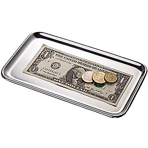 IMEEA Small Vanity Tray Rectangle Satinless Steel Little Jewelry Tray Bathroom Tray Storage Organizer Makeup Cosmetic Organizer Trays, 8 x 4.6 inch