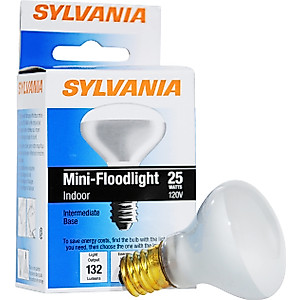 SYLVANIA Mini-Floodnight Incandescent Bulb, 25W R14, Intermediate Base, Reflector, 130 Lumens, 2850K, 120V, Frosted - 1 Pack (14784), Warm White