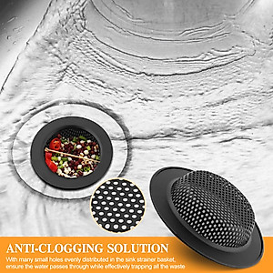 Kitchen Sink Stopper Strainer Set, 2 Stainless Steel Mesh Sink Drain Basket +1 Sink Drain Strainer +1 Sink Stopper for Kitchen Bathroom Sinks Bathtubs Replacement Sink Accessories(Black)