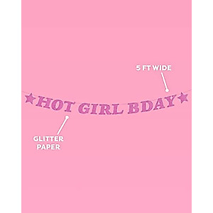 xo, Fetti Hot Girl Bday Glitter Banner - Purple, 5 Ft. | Birthday Party Decorations, Photo Backdrop, 21st, Finally 21, 30th Birthday Decor, Gag Gift, HBD