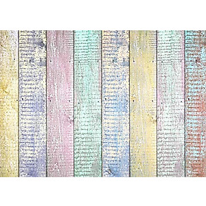 LYWYGG 7x5ft Colorful Rustic Wood Fence Wall Texture Easter Photography Backdrops Paint Child Baby Shower Birthday Party Background CP-146