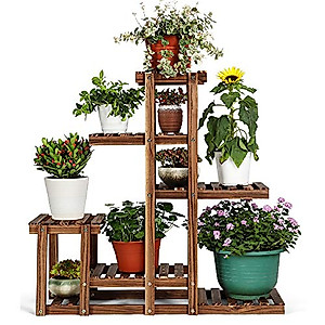 HYNAWIN Wood Plant Stands, Indoor Outdoor Plant Rack, Multi Tiers Plant Shelf Holder, Display Storage Shelves for Patio Garden Balcony Yard