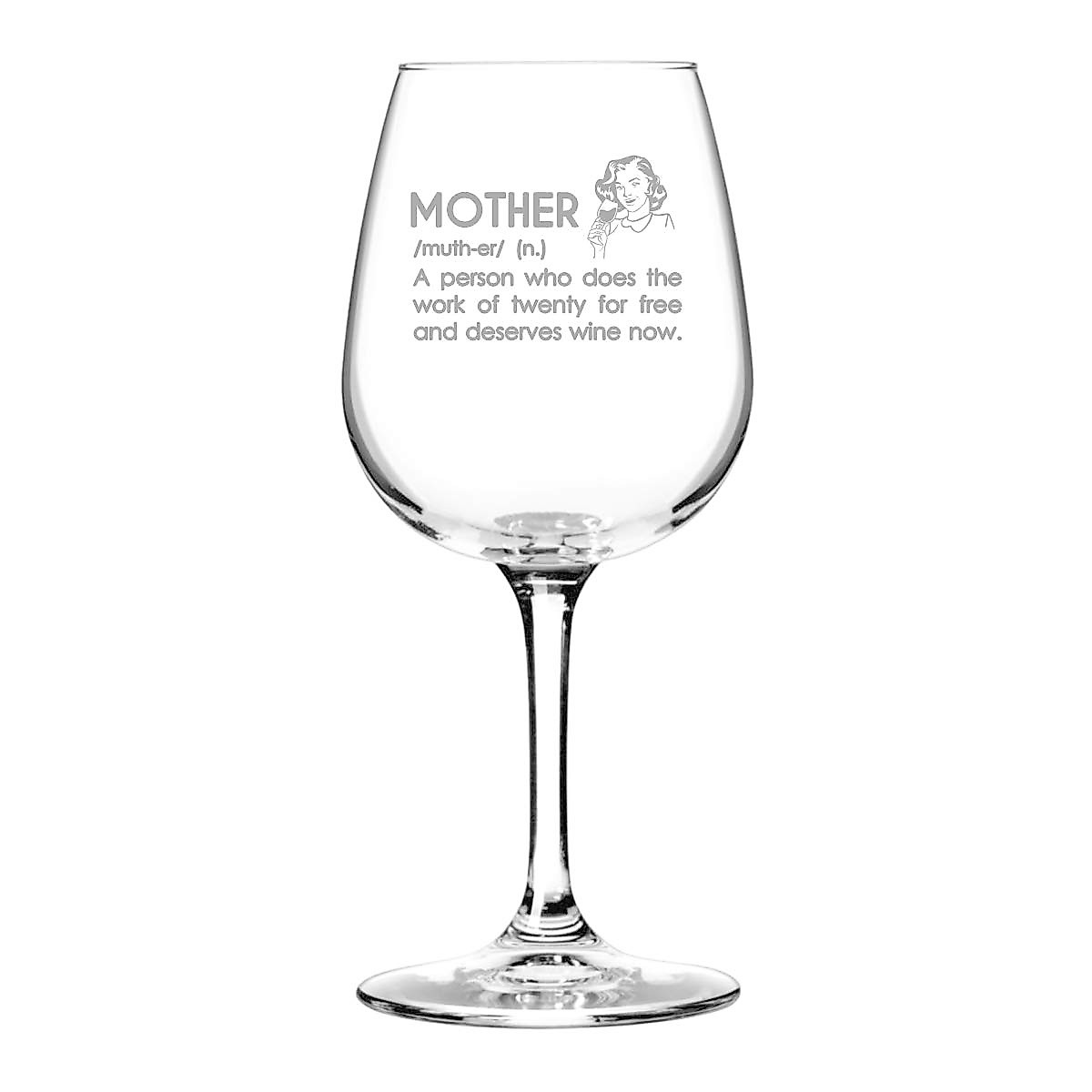 Mother Definition Funny Mom Wine Glass Gifts for Women- Premium Birthday Gift for Her, Best Friend- Unique Present Idea