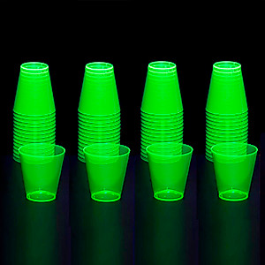 Party Essentials Disposable Hard Plastic 2-Ounce Shot/Shooter Glasses, Neon Green, 100 Count