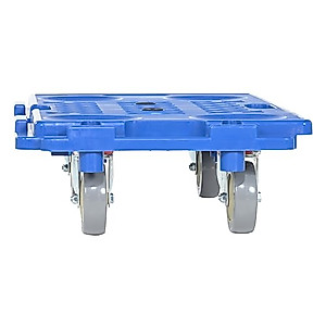 Vestil PCS-1626 Plastic Interlocking Dolly with Polypropylene Caster, 250 lbs Capacity, 16” Width x 26” Length x 6-1/2” Height , Deck Height