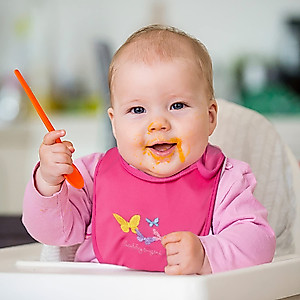 7Pcs Cotton Waterproof Baby Bibs Unisex Pink Newborn Babies Infant Food Bibs Adjustable Hook Loop Infant Bibs Baby Shower Keepsake Gift for Drooling Feeding Eating Teething, 6-12 Months