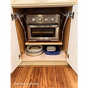 Wood Technology Kitchen Appliance Lift, White, with Self-locking Spring Mechanism for Heavy Appliance Storage and Space Savings