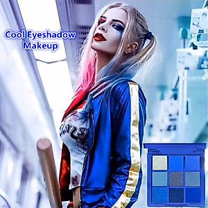 Go Ho 9 Style Blue Grey White Powder Makeup Eyeshadow Palette,Matte & Pearl Shimmer Design Waterproof Cool Blue Eye Eyeshadow Palette for Women&Girls(Blue)