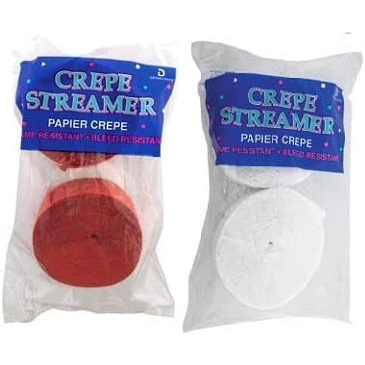 Red and White Crepe Paper Streamers (2 Rolls Each Color) MADE IN USA!