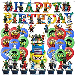Ninja Birthday Party Supplies Ninja Themed Background Decoration Balloons Cake Topping Banner Birthday Party Decorations Boy Ninja Warrior Birthday Party Decorations