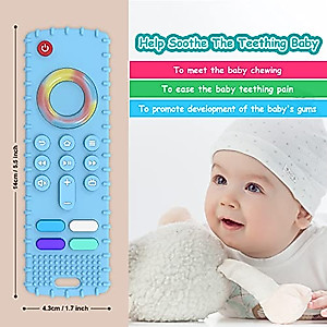 2 Pack SOLIFEGOBLE Silicone Remote Control Teether Toys for Babies s, Boys Girls Baby Chew Teething Toys(Color04)