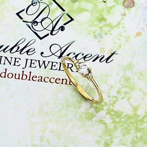 DoubleAccent 14K Gold Ring White CZ Yellow Gold Ring Size 2 To 5