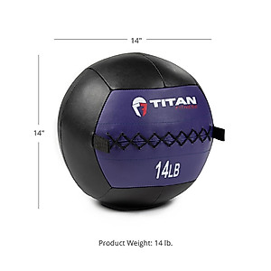 Titan Fitness Soft Leather Medicine Wall Ball 14 lb. Durable, Endurance, Cardio, Core Strength