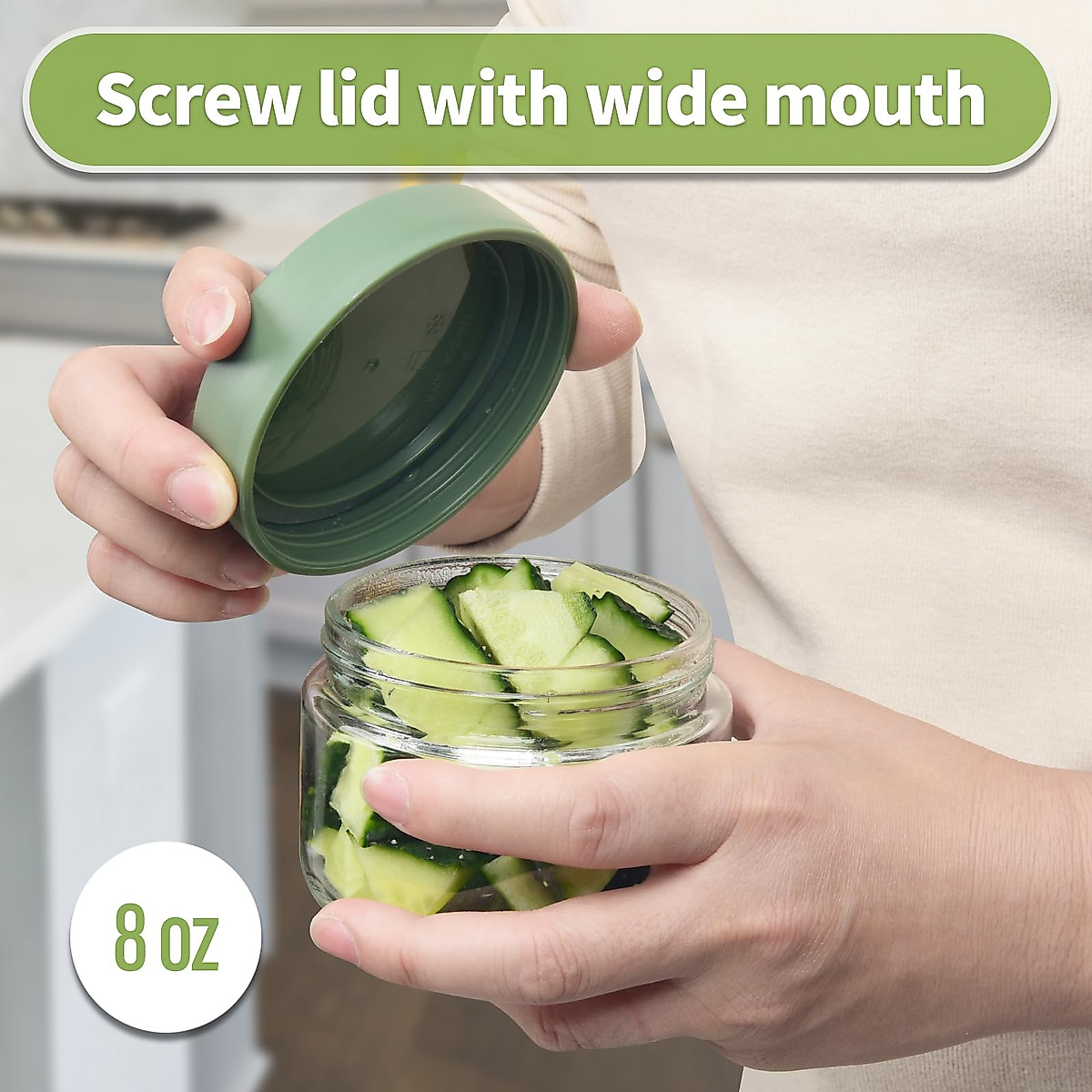 EONJOE 8oz Glass Jars with Lids 1 Cup Small Food Containers for Chia Pudding Jam Snack Yogurt Overnight Oats Candy,6-Pack