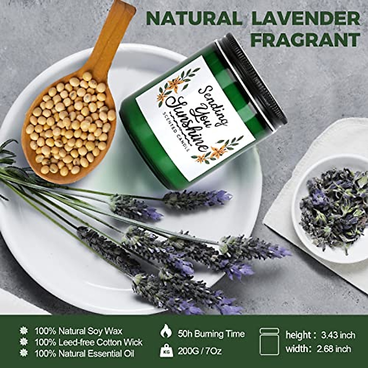 Mothers Day Gifts for Mom, GIIFER Lavender Scented Candles Thinking of You Get Well Soon Gifts for Women, Home Scented - Sending You Sunshine Stress Relief Candle for Women Friend Sister Men Female