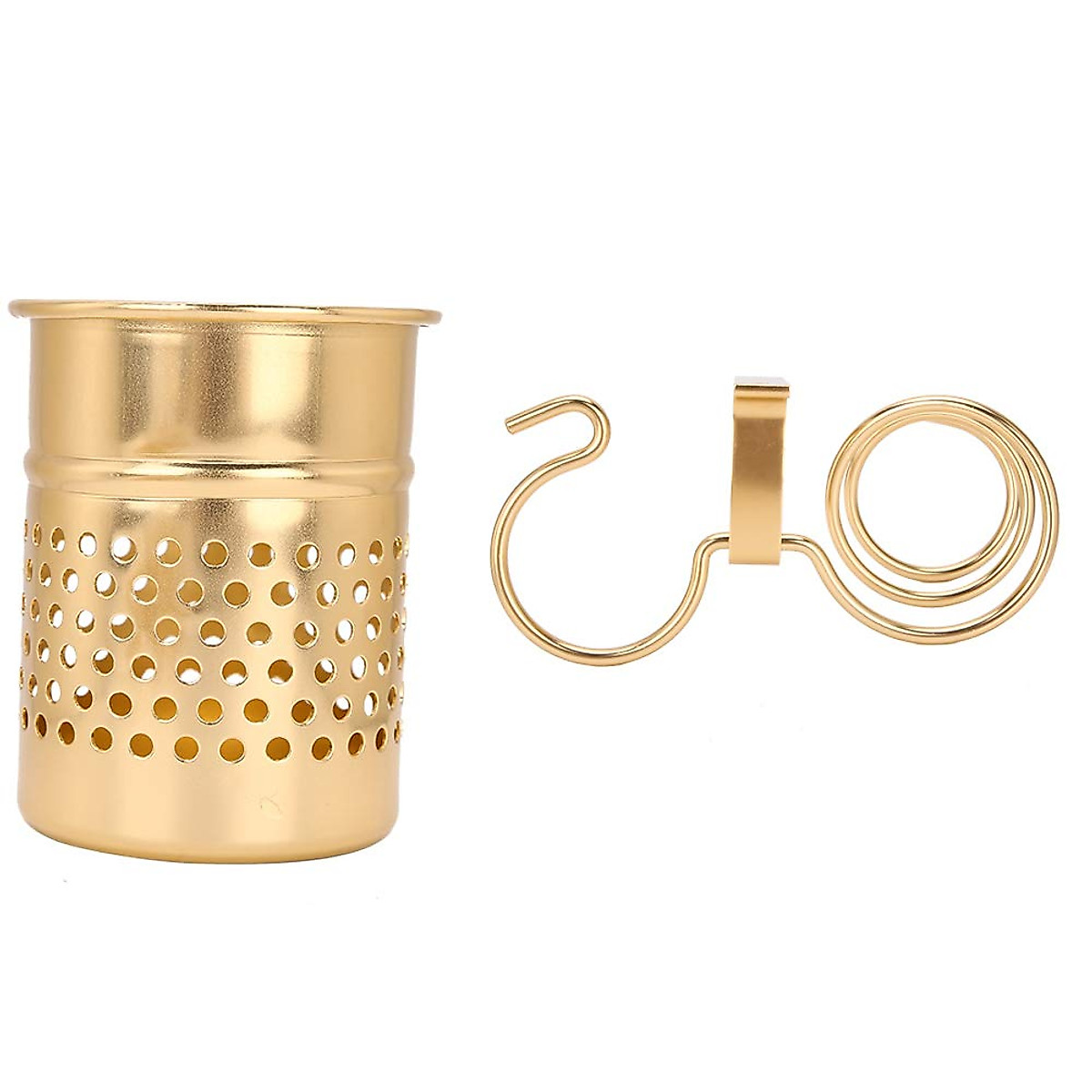 TOPINCN Hair Dryer Holder with Aluminum Storage Holder Wall Mount Hair Dryer Holder Wall Phone Holder with Fixing Screws for Hair Dryer, Hair Straightener(Gold)