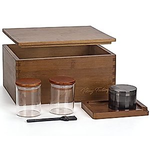 Viking Factory Large Bamboo Box Tray Set Decorative Box for Home Odour Proof Storage - Reversible Tray, Roll Kit and All Accessories