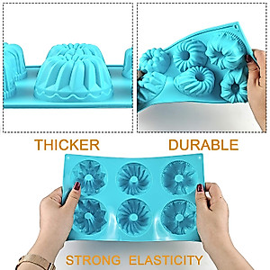 Mity rain Mini Cake Pan - Silicone Fluted Tube Cake Pans European Grade Non Stick Fancy Molds for jello, Cupcake, Doughnut Donut, Cornbread, Brownie (Set of 3)