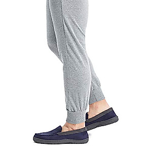 Hanes Men's Moccasin Slipper House Shoe With Indoor Outdoor Memory Foam Sole Fresh Iq Odor Protection, Navy, Large