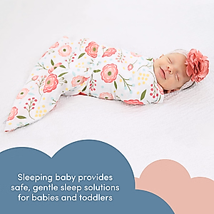 SleepingBaby Zippy Swaddle - Baby Swaddle Blanket with Convenient Bottom Zipper - Pink Poppy - Small/Medium