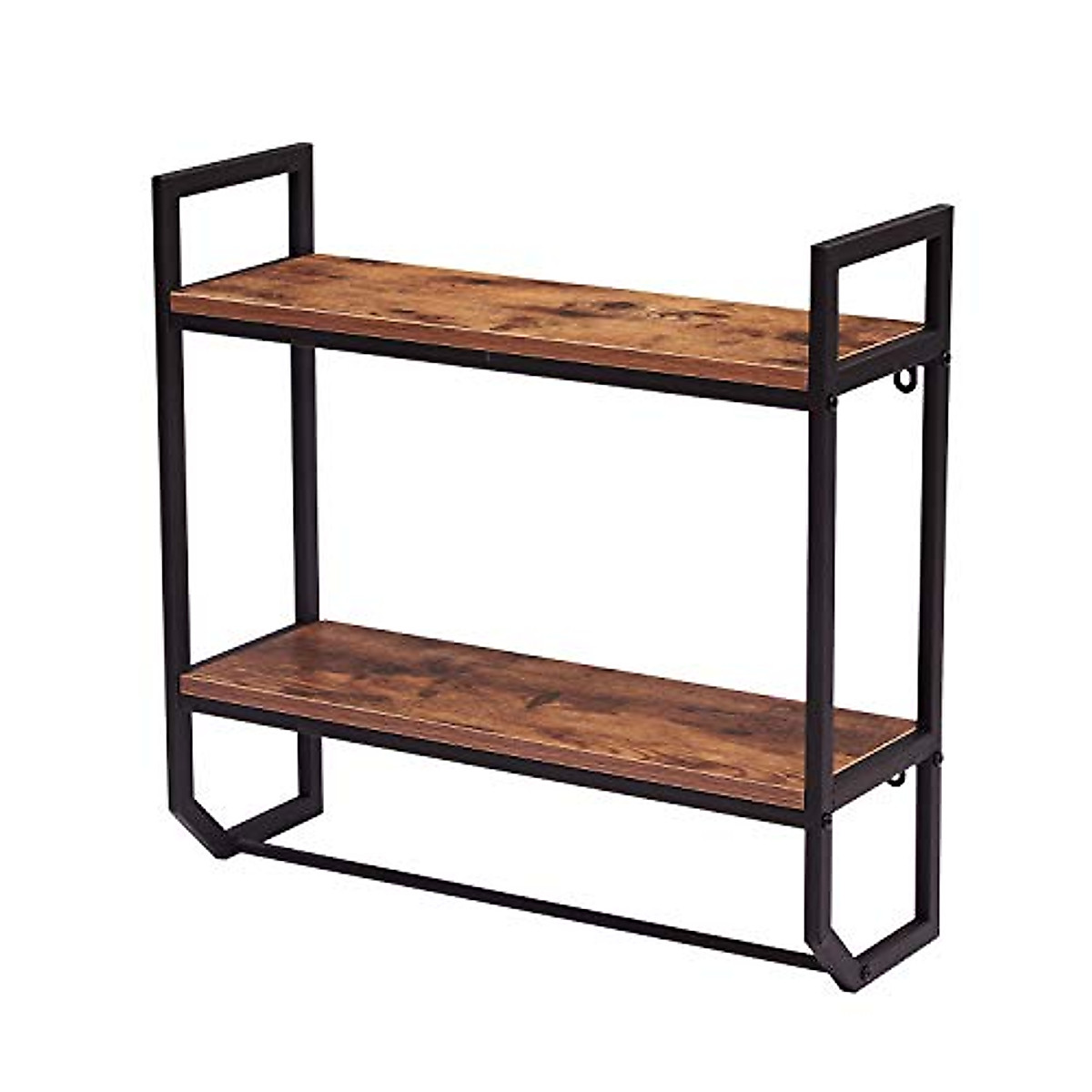 Kinsuite 2-Tier Metal Industrial Wall Mounted Bathroom Shelves Rustic Wall Storage Rack Over Toilet with Towel Bar, Floating Shelves Towel Holder