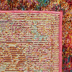 SAFAVIEH Luxor Collection 6'7" x 9'2" Fuchsia / Gold LUX318R Handmade Boho Chic Area Rug