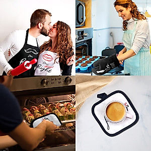 rnairni Mr and Mrs Aprons, Perfect Christmas Gifts for Couples Who Have Everything,Nice Engagement Gift,Wedding Gifts and Bridal Shower Gifts,Mr and Mrs Gifts Include Aprons,Gloves,Mats,Mug,A Card