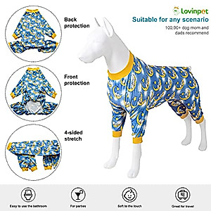 LovinPet Pit Bull Pajamas - Pet Anxiety Relief, Sun Protection Dog Pajamas, Comfy Stretchy Fabric, Dreamy Bear Print, Large Dog Pjs, Pet Jammies,Yellow M
