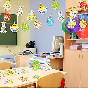 chiazllta 36Packs Easter DIY Craft Kit Stickers Set for Kids Eggs Bunny Chicks Easter Paper Craft Kit for Home Preschool Classroom Game Activities