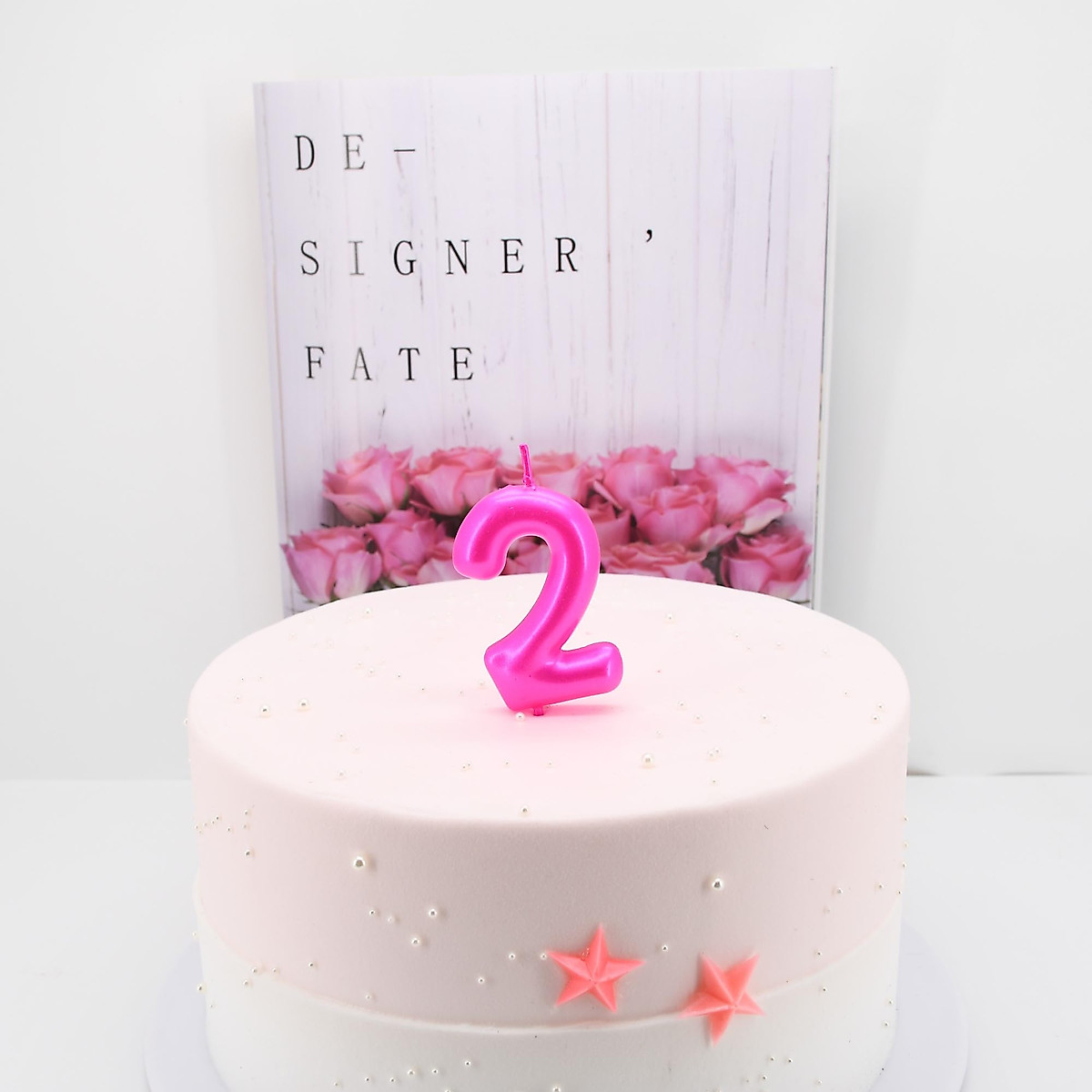 DERVENTA Number Candle Pink 2.36 inch Party Celebration Anniversary Decoration Perfect Birthday Brunch Dessert Cake Topper 1 Piece (Number 4 Pink)