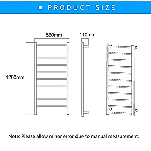 Bathroom Towel Warmer Electric Heated Towel Rack, Electric Heated Towel Rack 14 Curved Bar Wall Mounted Towel Warmer Drying Rack Constant Temperature 304 Stainless Steel Heated Towel Rail Bathroom Rad