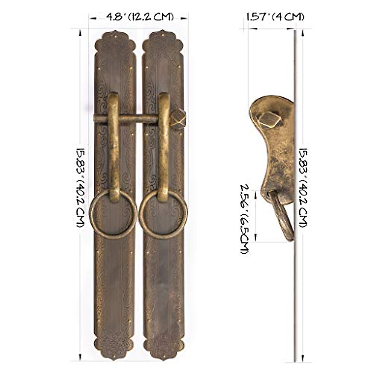 Hardware Philosophy Double Stitch Brass Cabinet Strip Hardware Backplate Pulls Set 16"