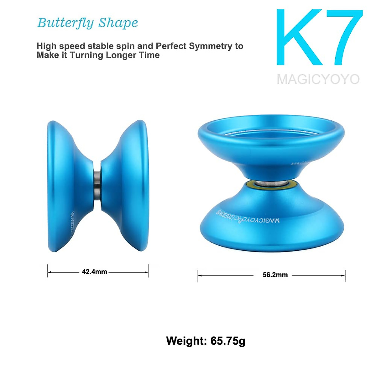 MAGICYOYO Responsive Yoyo K7-Metal Yo Yo for Kids Beginner, Professional Replacement Unresponsive Ball Bearing for Advanced Yoyo Players + Removal Bearing Tool + Storage Bag + 10 Yoyo Strings