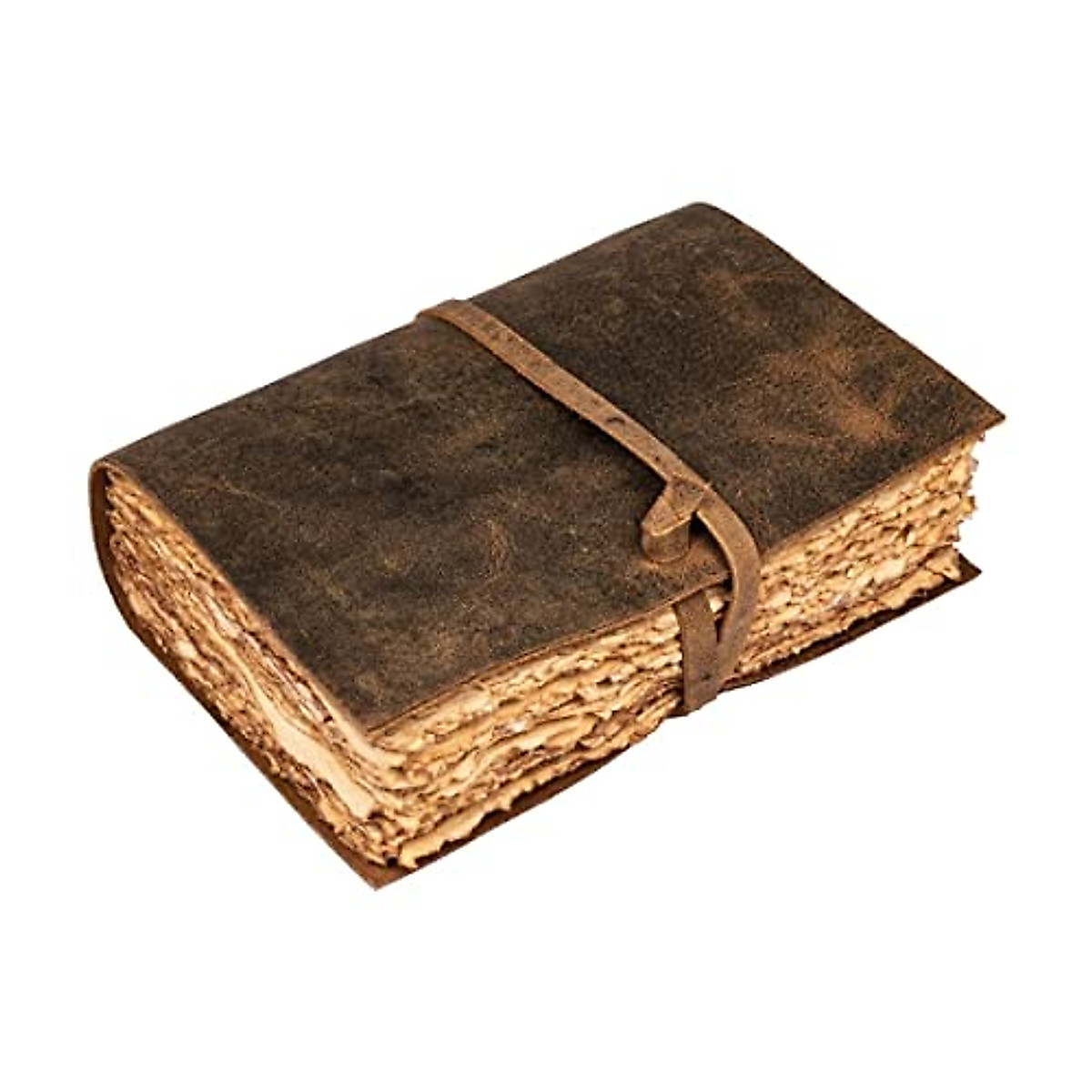 LEATHER VILLAGE - Leather Journal – Vintage Leather Journal – Book of Shadows – Leather Bound Journal – Leather Sketchbook – Antique/Vintage Deckle Edge Handmade Paper of 200 GSM – 8 X 6 inches