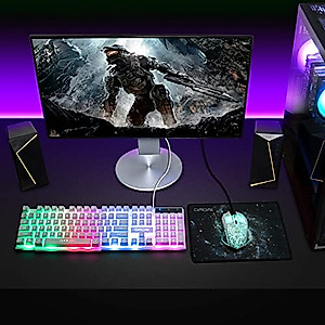 CHONCHOW Gaming Keyboard and Mouse LED Backlit Combo (White)