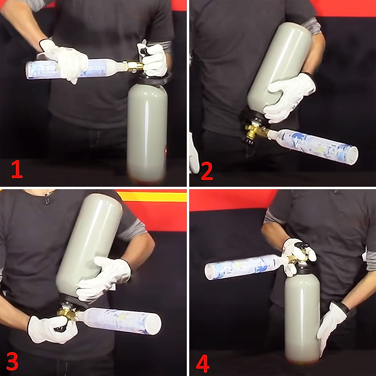 Farwind Home Use Soda Refill Bottle CO2 Cylinder Cartridges, Adapter Refills Connector Kit CGA320 to TR21-4, Thread Set Replacement Accessories for Soda Machine Tank, Gold