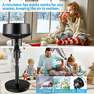 Air Circulator Fan Super Quiet with DC Motor Whole Room Oscillating Standing Floor Fan with Remote, 6 Adjustable Height, 3 Winds Mode, 12 Speeds & 90 Degree Pivoting Head For Bedroom Office Home